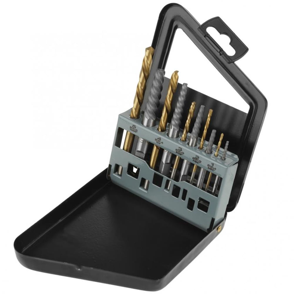 10-Piece Screw Extractor & Left-Hand Cobalt Drill Bit Set - Bolt ...