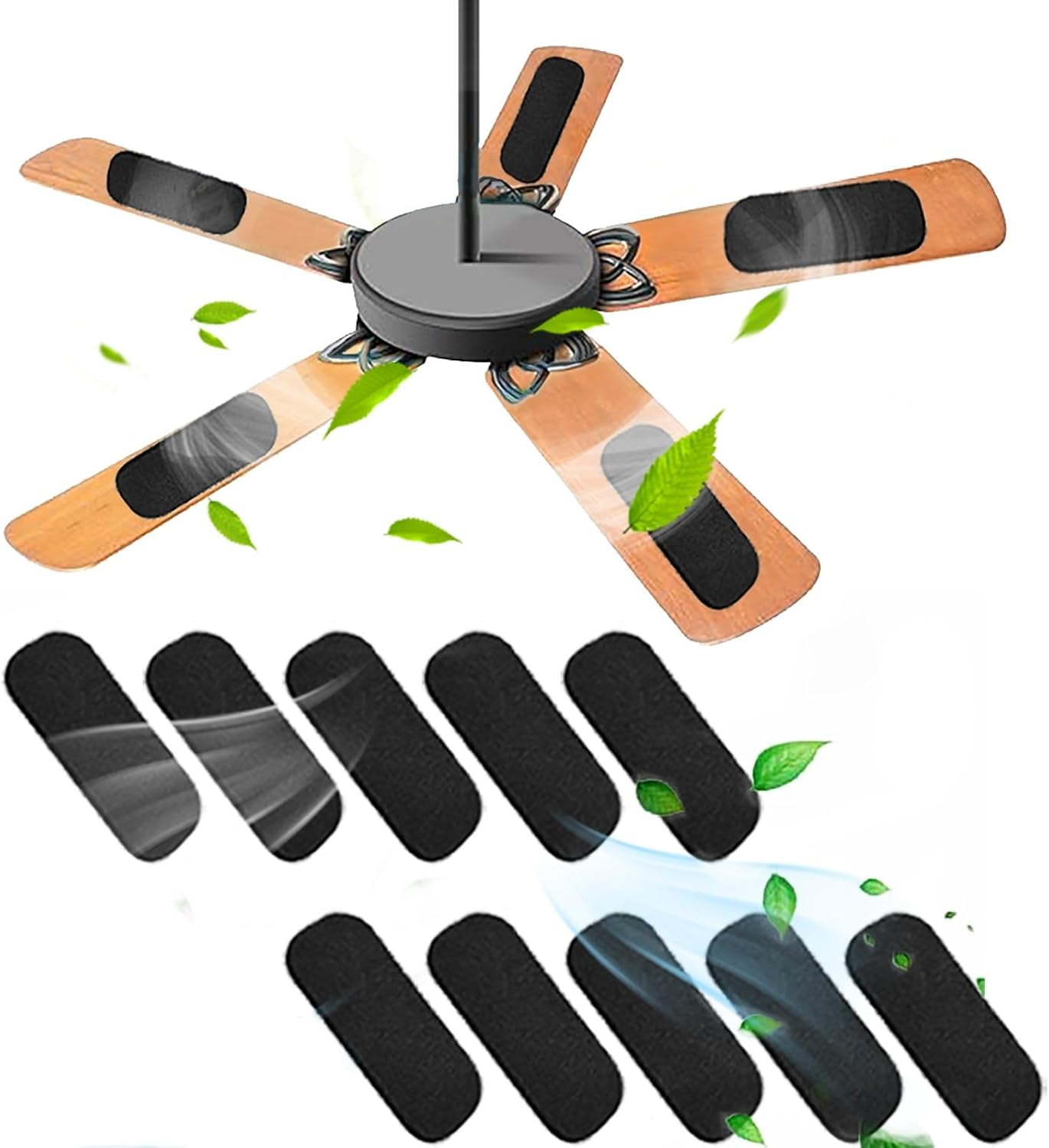 10 Piece Set Ceiling Fan Activated Carbon Air Filter Charcoal Fan Blade ...