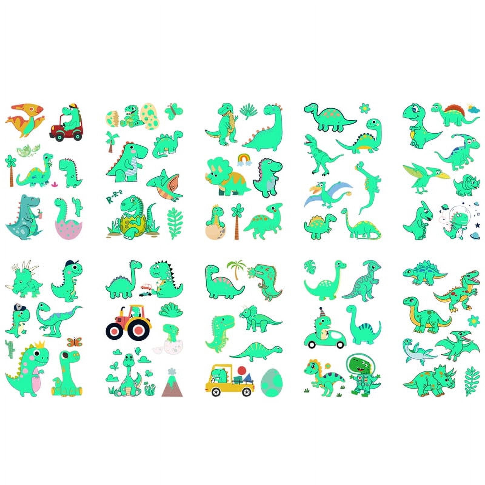 10 Piece Set Dinosaur Waterproof New Cute Luminous Temporary Cartoon ...
