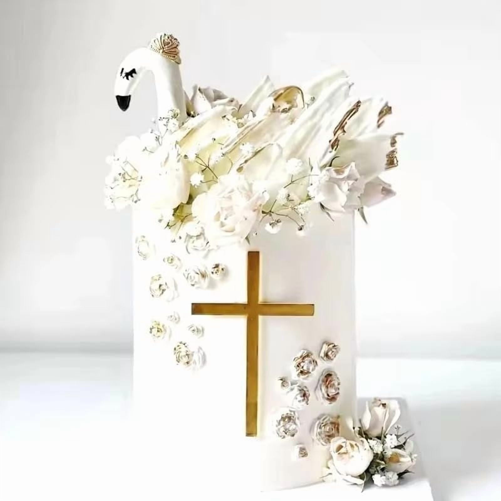 10-Piece Set,Gold Cross Cake BDF32 Toppers, 3.82" x 5.59" Each, Baptism ...