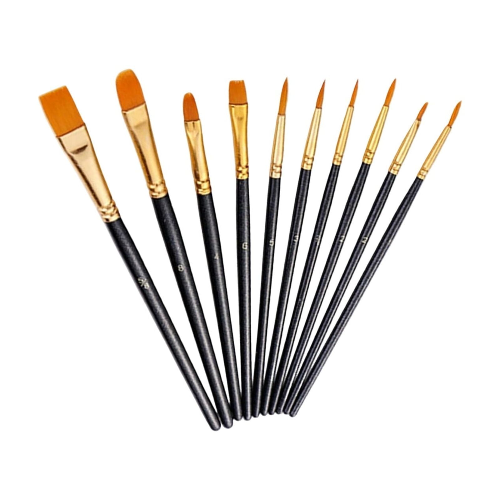 10 Piece Set Painting Brushes Nylon Bristle Art Tools for Acrylic Oil ...