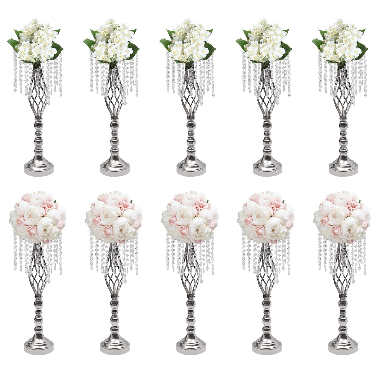 10-Piece Set of Crystal Flower Stand Table Centerpieces - Perfect for ...