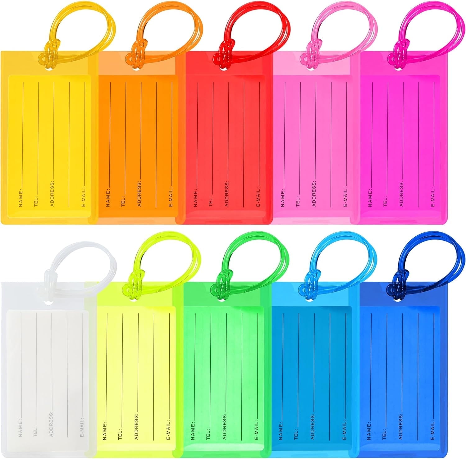 ACDWY Waterproof Luggage Tags 10 Piece Set with Customizable Card Slot ...