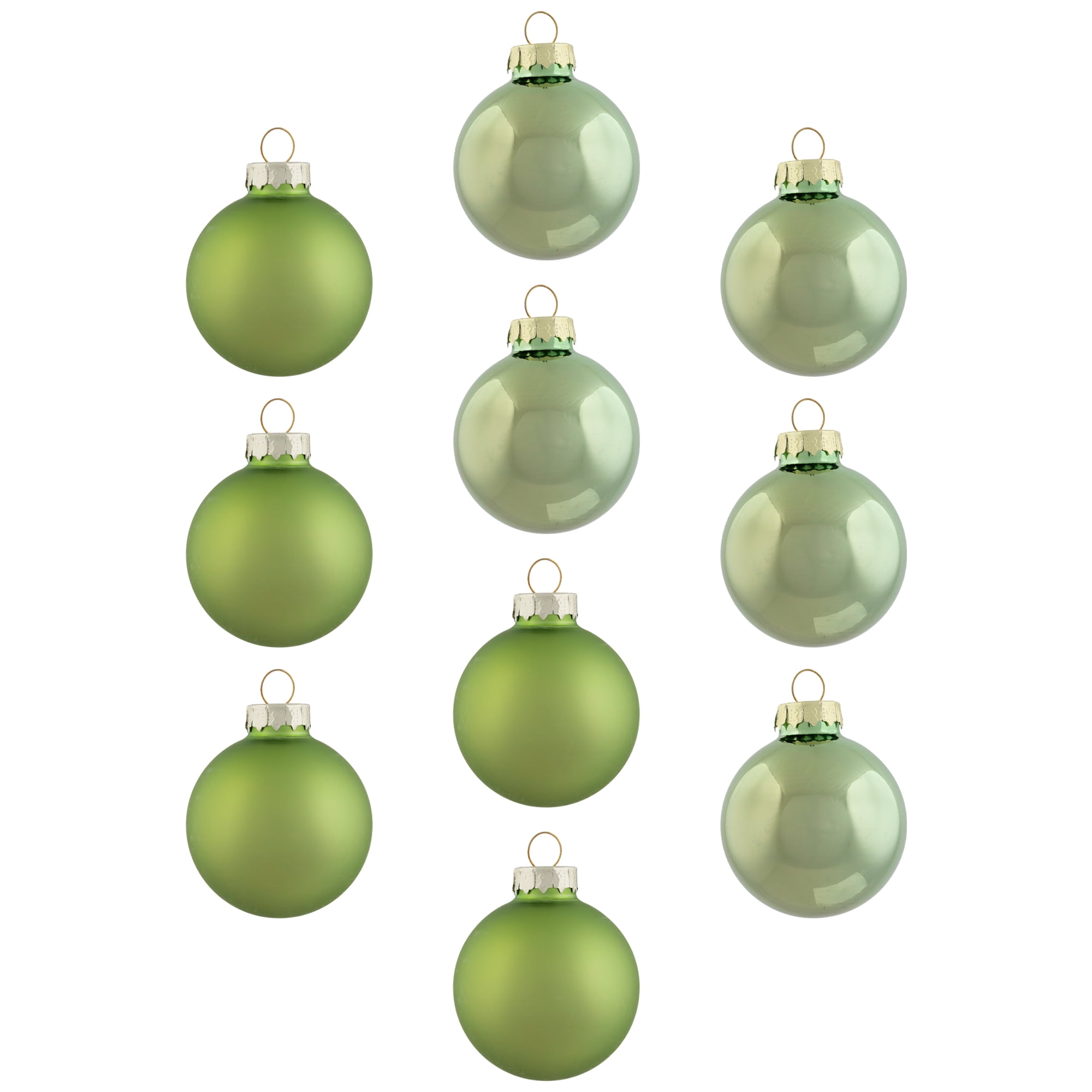 10-Piece Shiny and Matte Grass Green Glass Ball Christmas Ornament Set ...