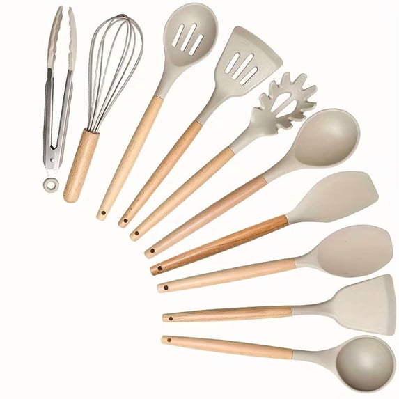 10-Piece Silicone Kitchen Utensil Set - Heat Resistant Non-Stick ...