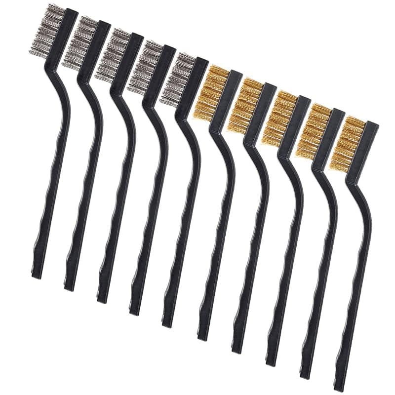 10-Piece Small Wire Brush Set – Stainless Steel & Brass Bristles ...