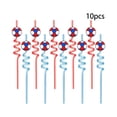 10 Piece Spiral Drinking Straws with Cartoon Soccer Ball Pattern ...