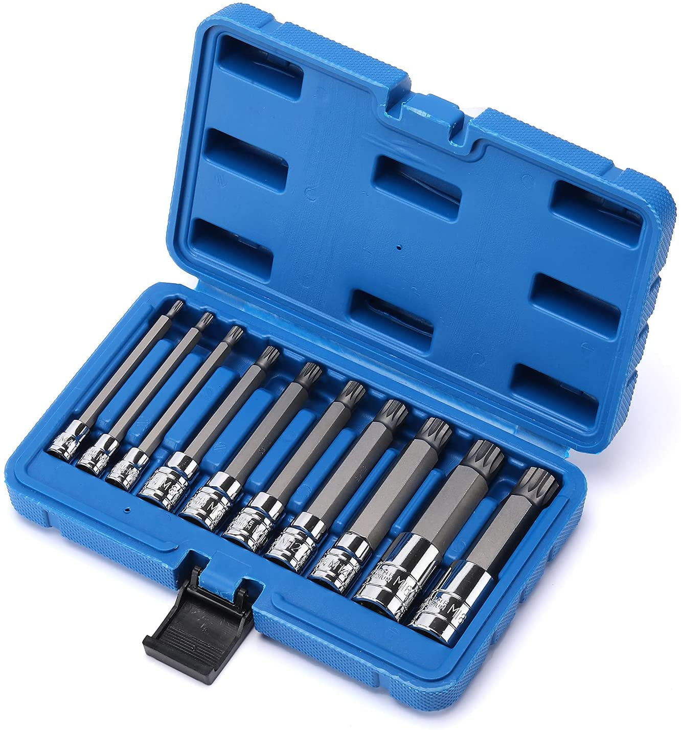 10 Piece Spline Tip Bit Socket Set, M-Type, S2 and Cr-V Steel, Extra ...