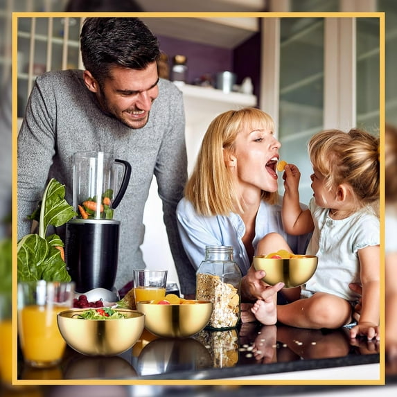 10 Piece Stainless Steel Bowls, 5.9 Inch Gold Prep and Serving Bowls ...