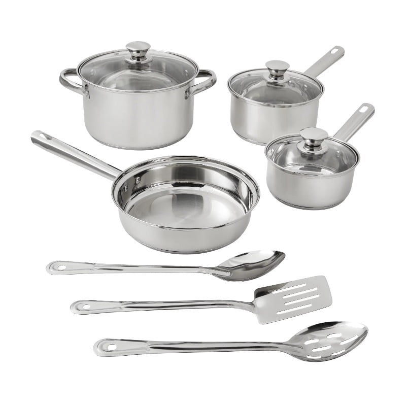10-Piece Stainless Steel Cookware Set, Pots and Pans Kitchen Cooking ...