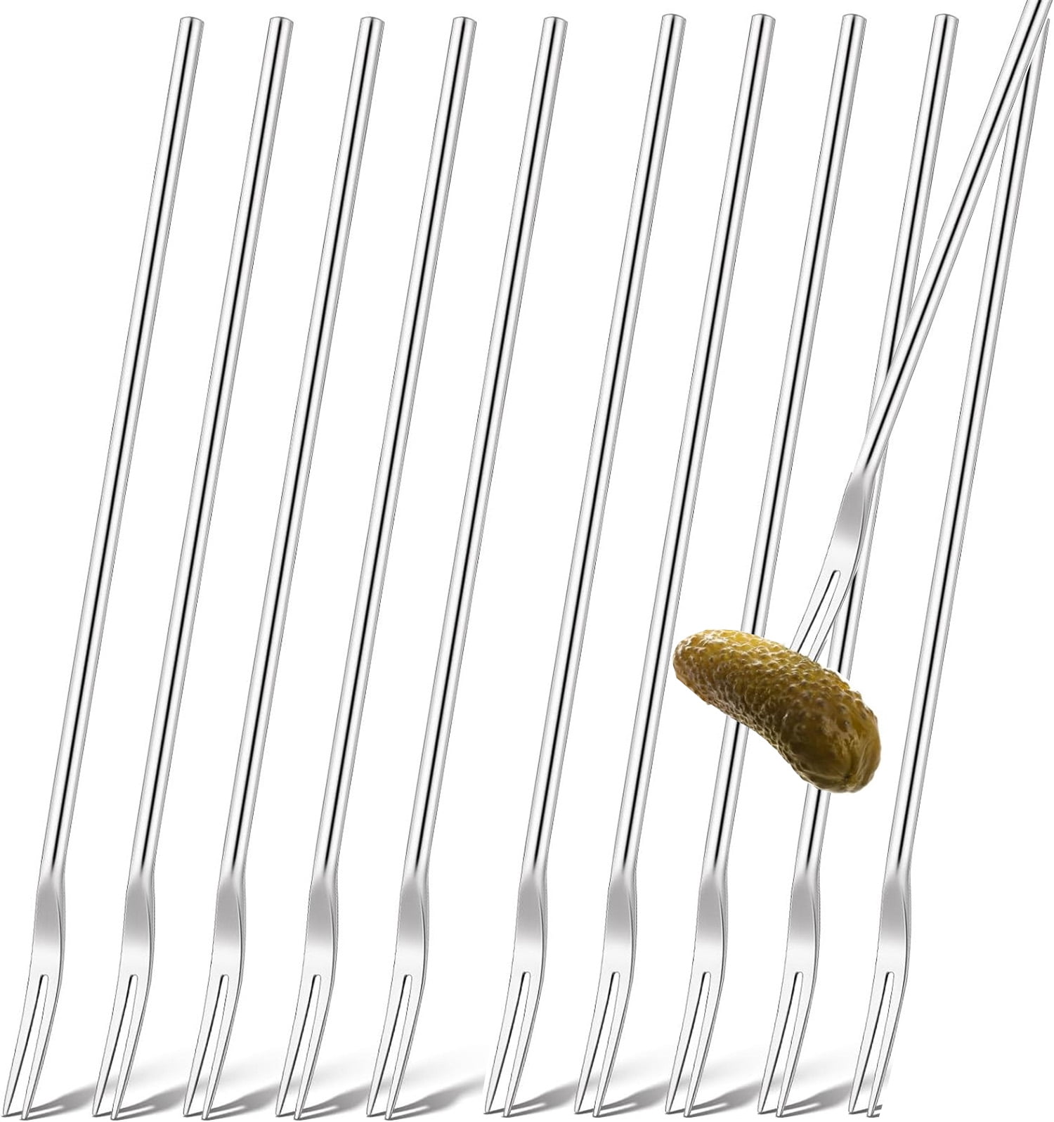 10 Piece Stainless Steel Fruit Forks,Bexikou 8.66-Inch Salad Fruit ...