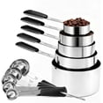 10 Piece Stainless Steel Measuring Cups and Spoons Set with Black ...