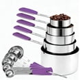 10 Piece Stainless Steel Measuring Cups and Spoons Set with Purple ...
