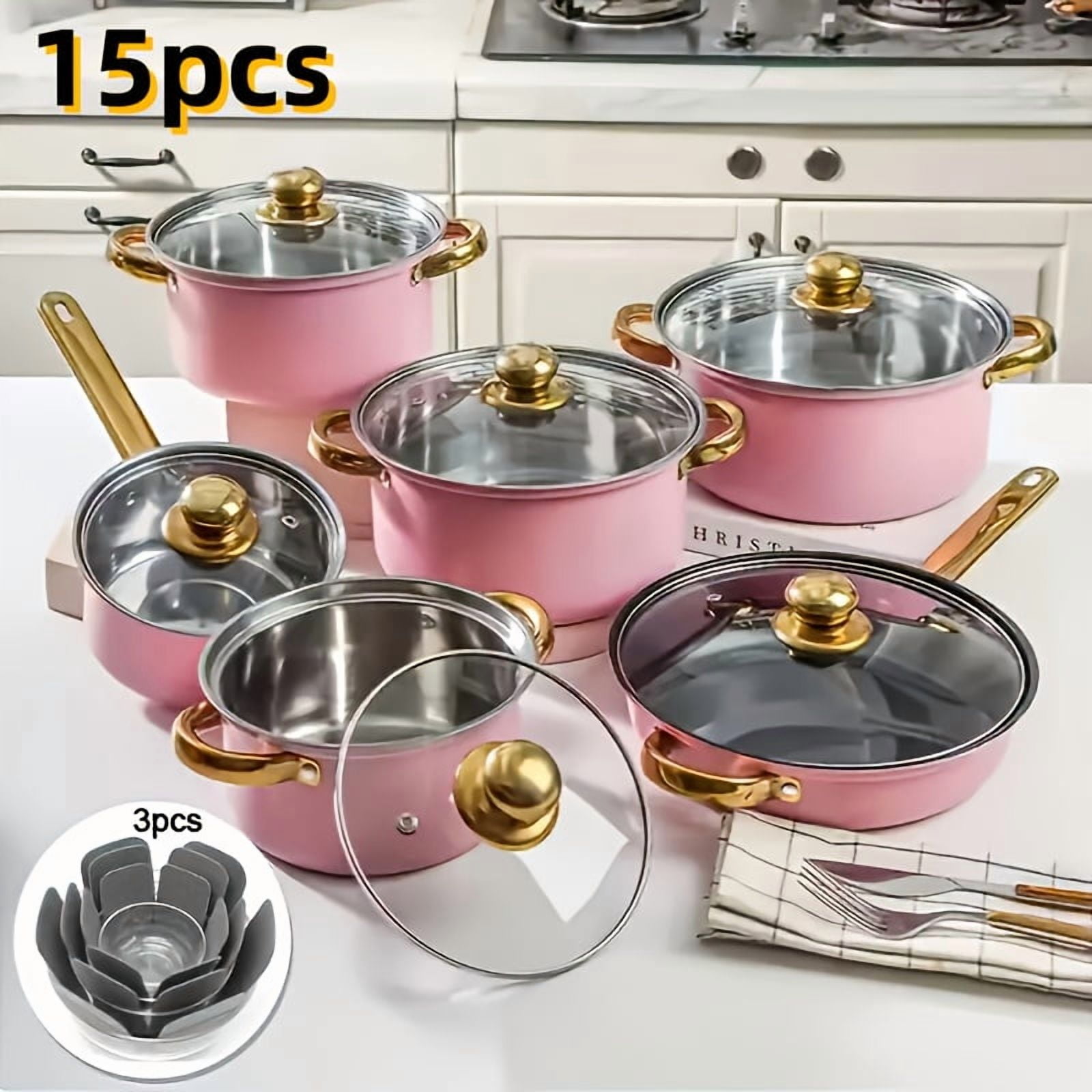 10-Piece Stainless Steel Pot Set with 5 Lids, Multi-Size Cooking Pots ...