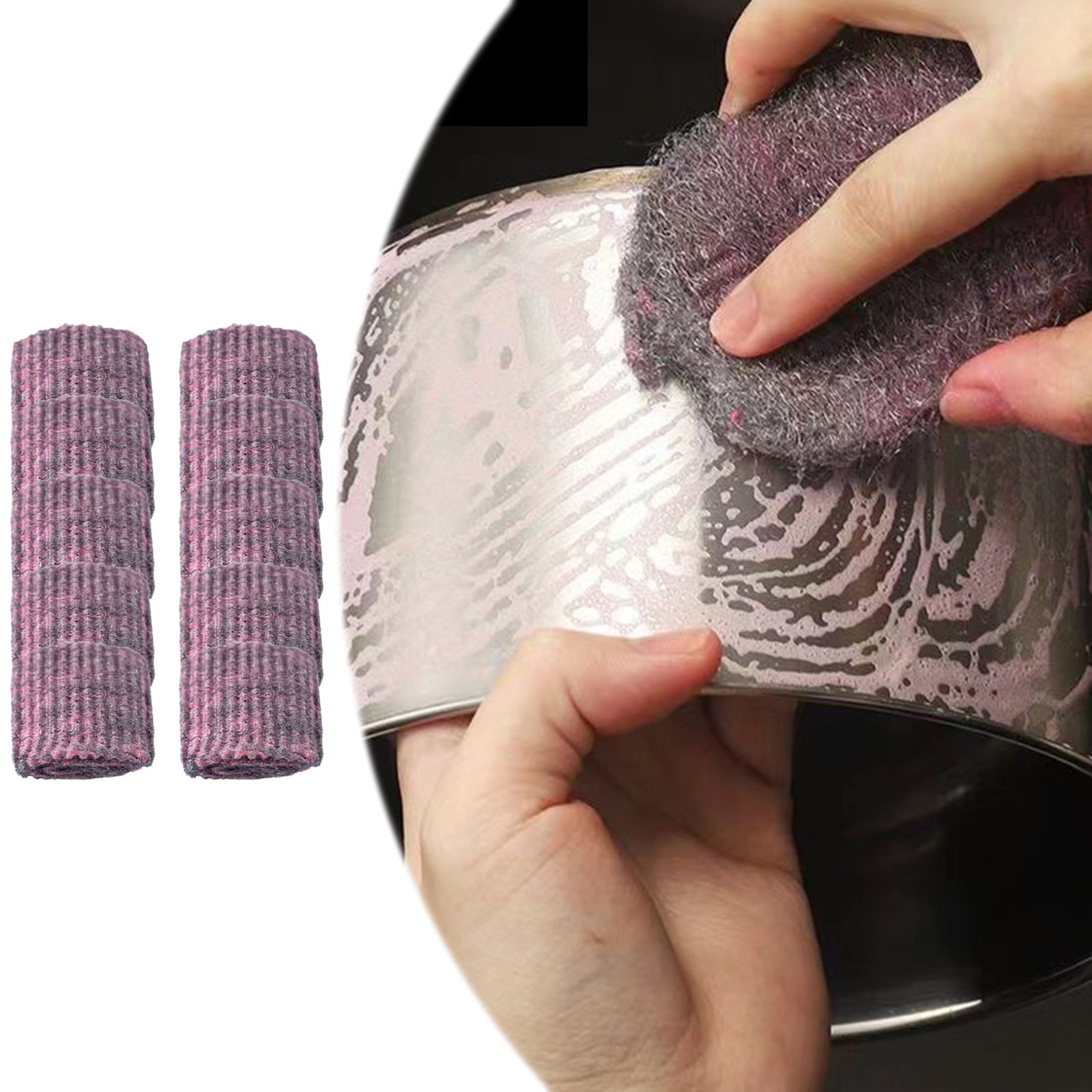 10 Piece Steel Wool Scouring Pads Bulk Pack, Metal Scrubber for Pots ...