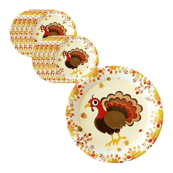 10-Piece Thanksgiving Tableware Set, Disposable Paper Plates with ...