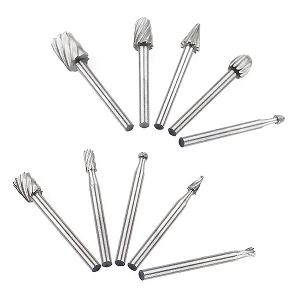 10-Piece Titanium Coated Wood Carving Burr Set - 3Mm Shank Rotary Tool ...