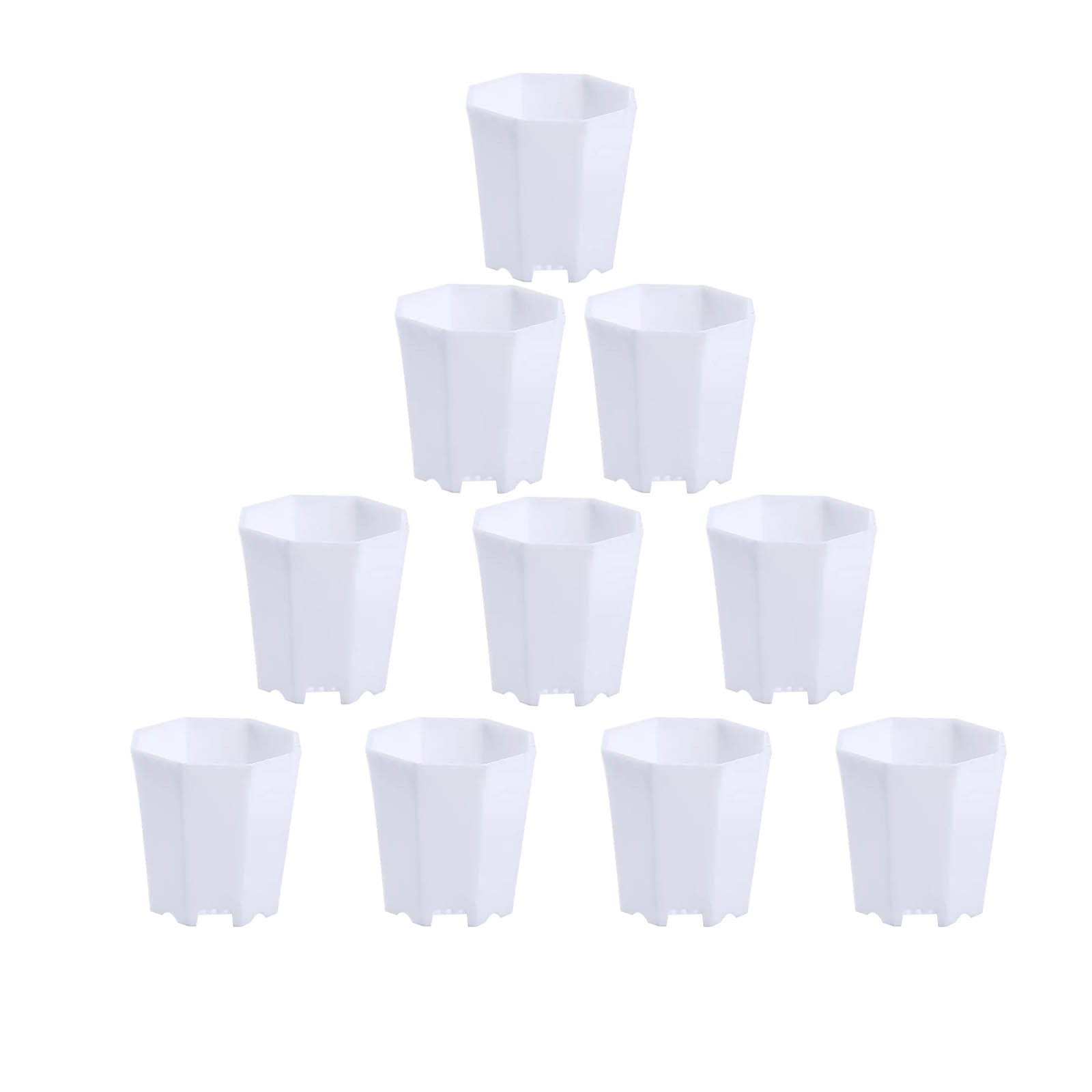 10-Piece White Octagonal Succulent Pots, Durable Plastic Planter Set ...