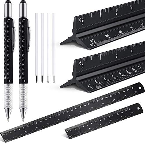 10 Pieces 12 Inch Architectural Scale Ruler Aluminum Triangular ...