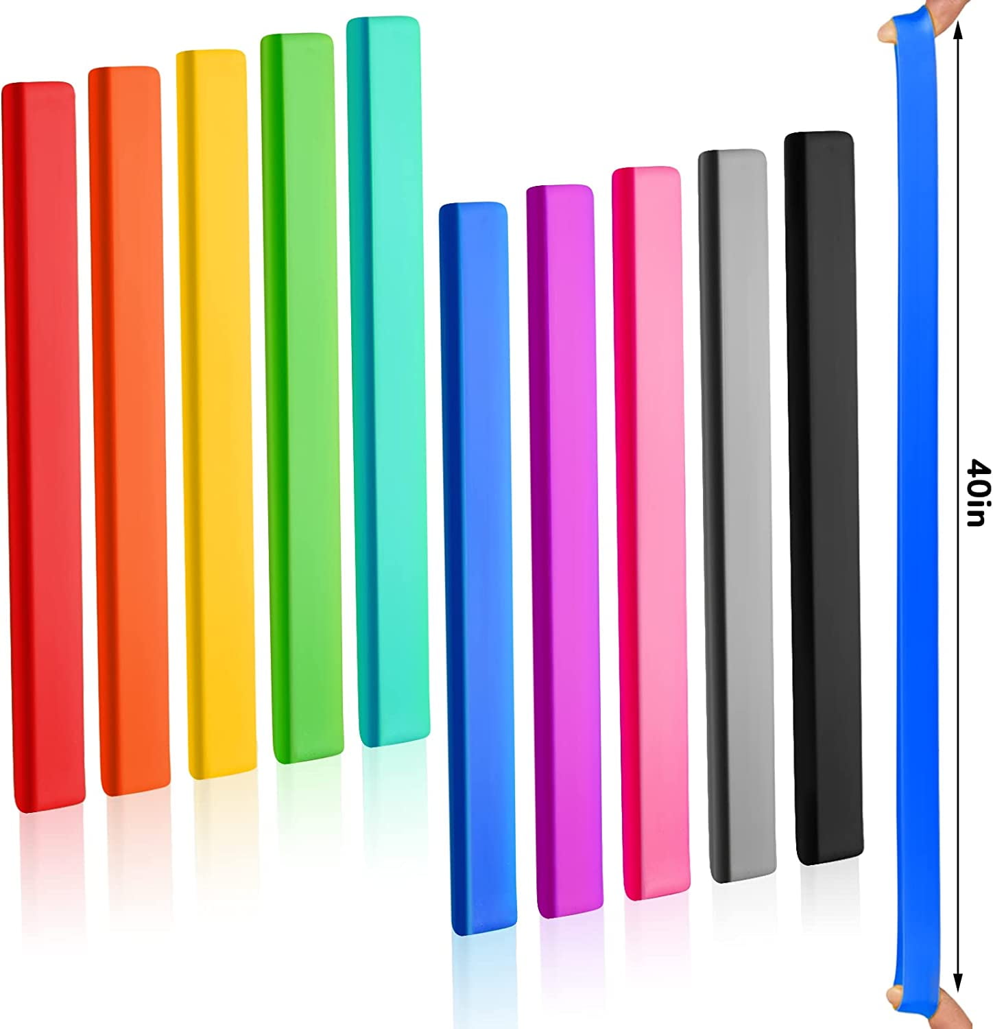 10 Pieces 12 Inch Silicone Rubber Bands Colorful Elastic Bands Elastic ...