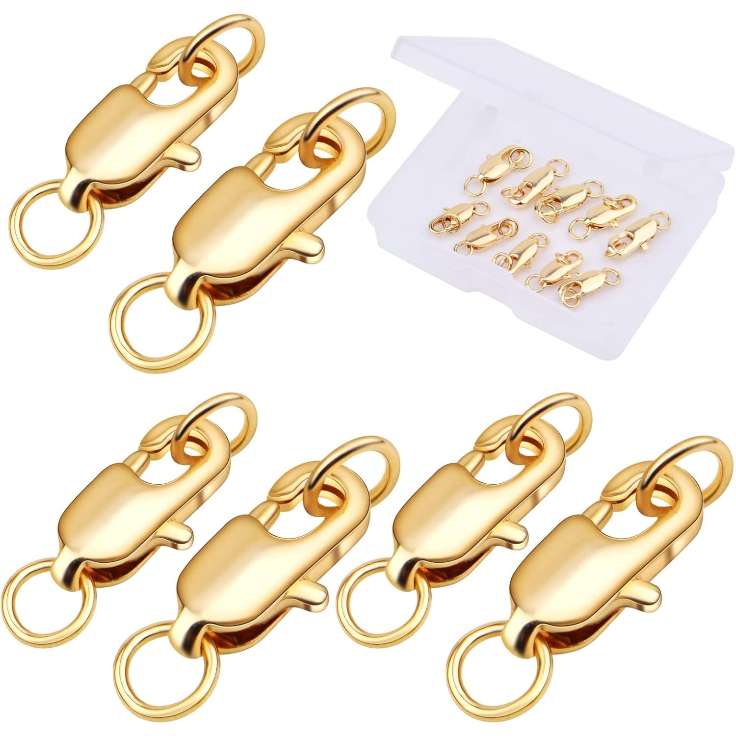 10 Pieces 2 Sizes Necklace Clasp Metal Lobster Claw Clasps Connector ...