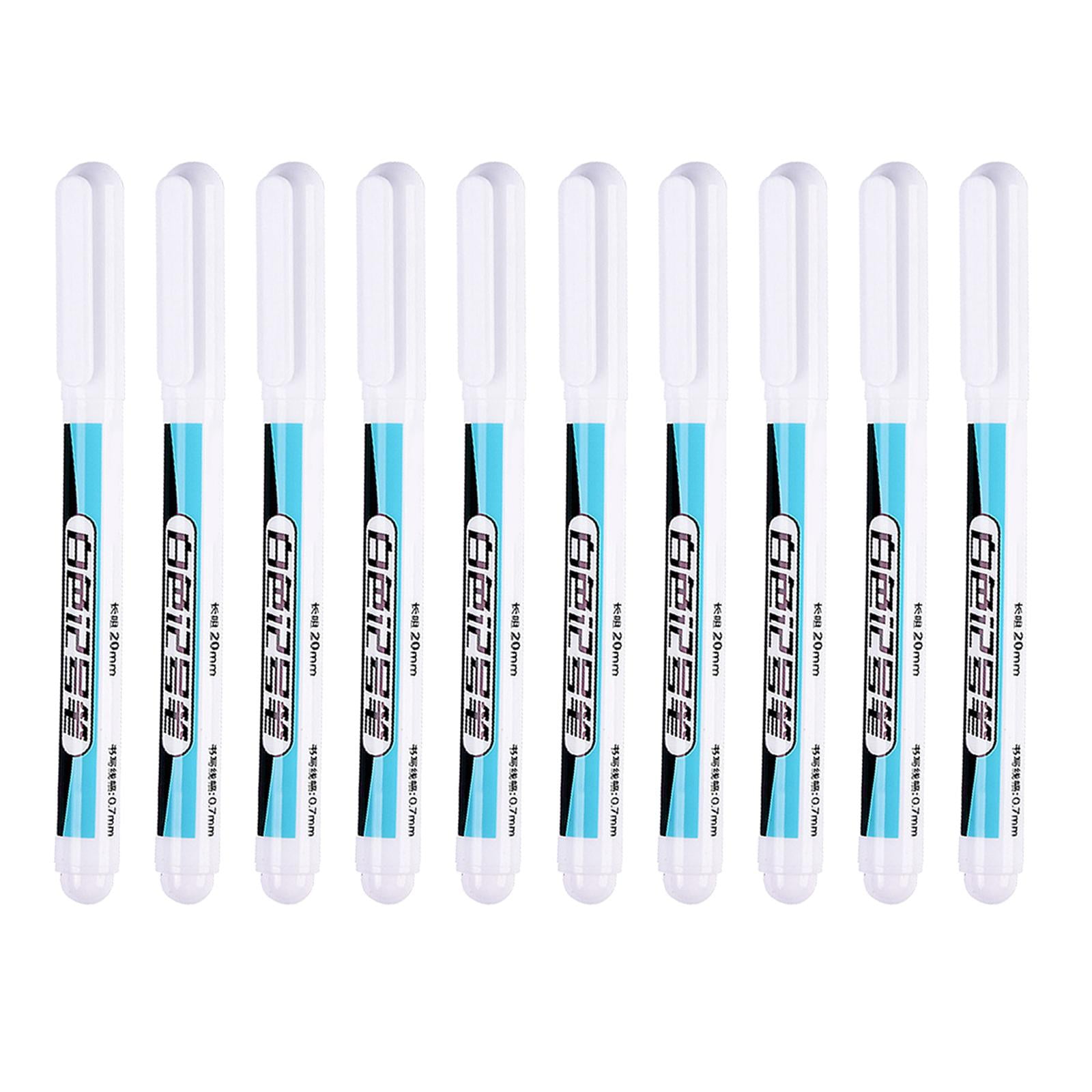 10 Pieces 20mm Long Tip Hole Marker Pen Water Resistant Carpenter White ...