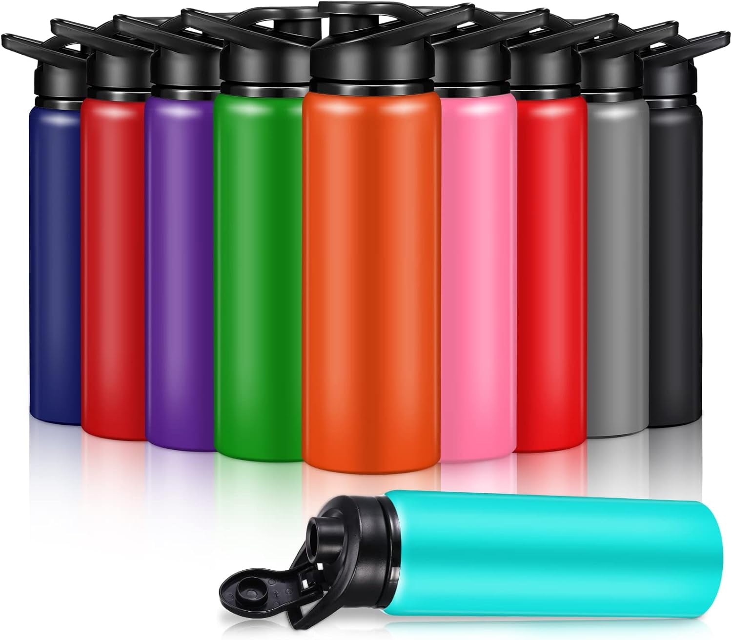 10 Pieces 25oz Reusable Aluminum Water Bottles Bulk Multicolor Outdoor ...