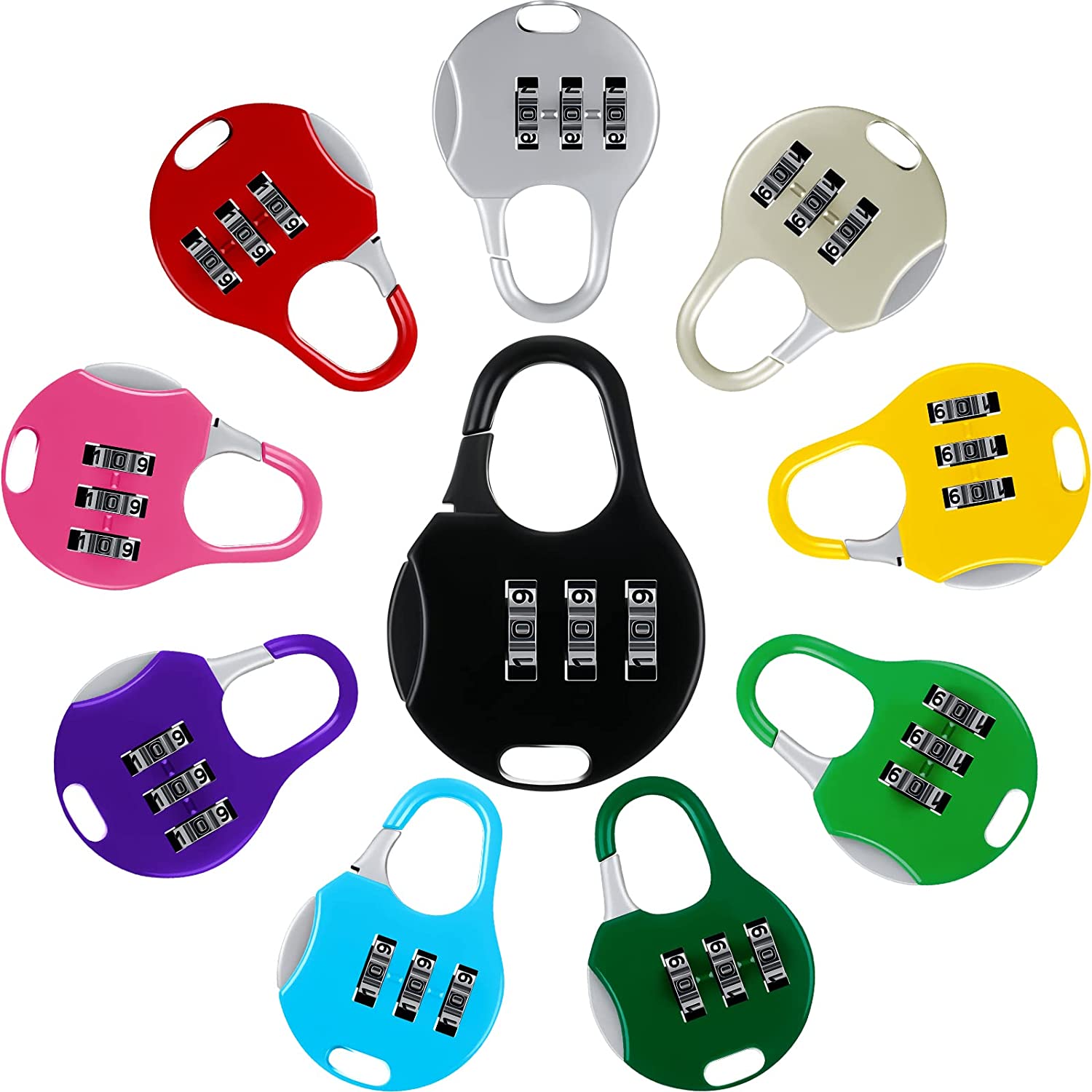 10 Pieces 3 Digit Combinations Padlock Safe Cipher Lock Mini ...