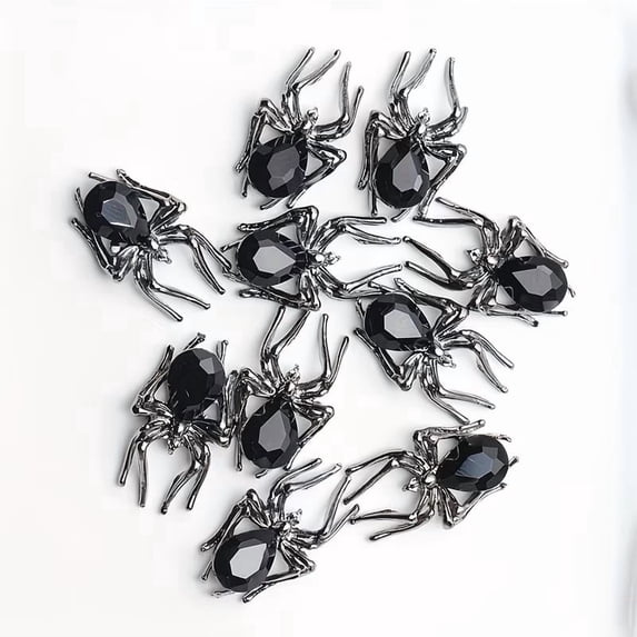 10 Pieces 3D Spider Alloy Rhinestone Nail Charms - Unique DIY Nail Art ...