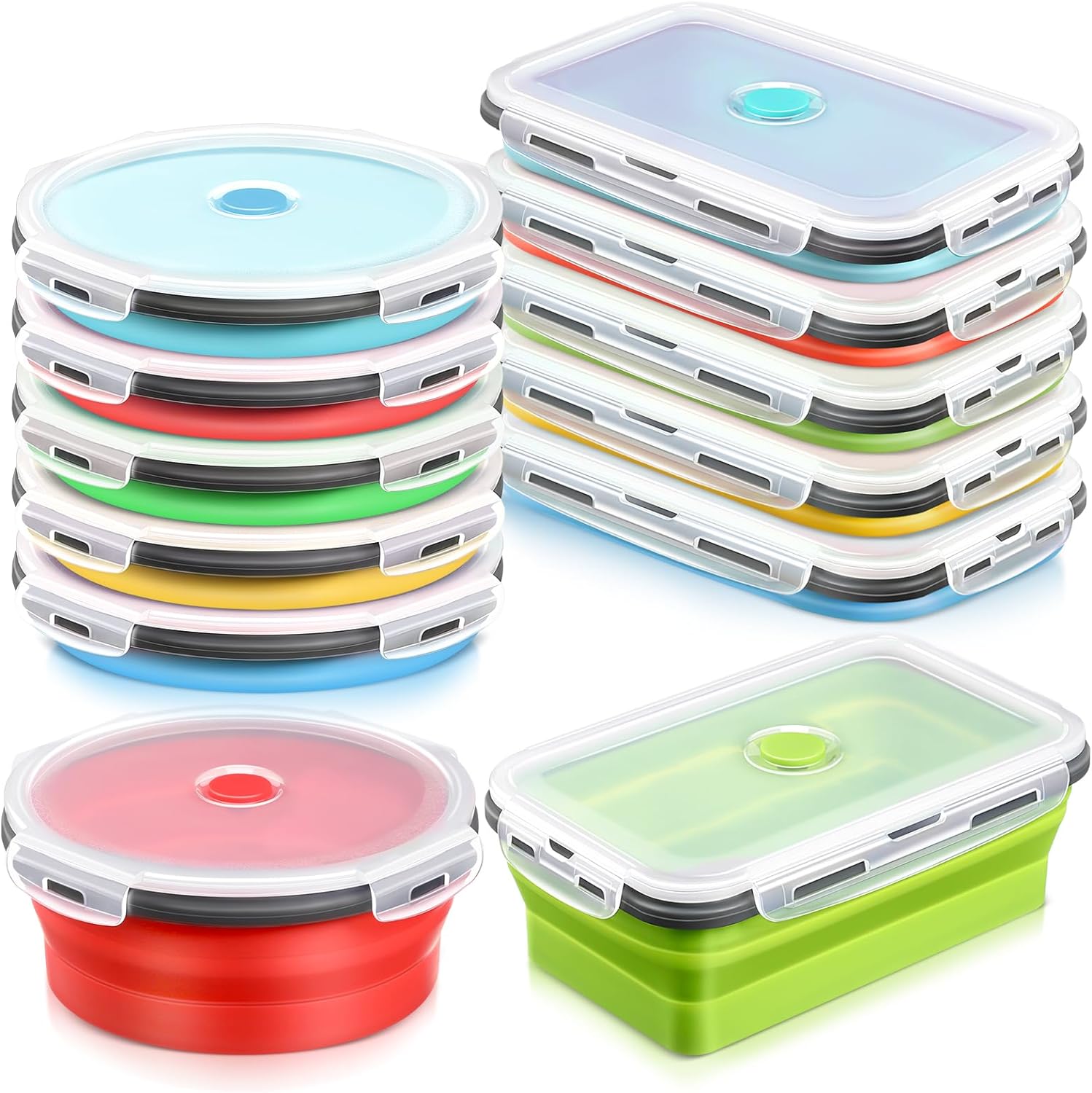 10 Pieces 40.6 oz Silicone Collapsible Food Storage Container with ...
