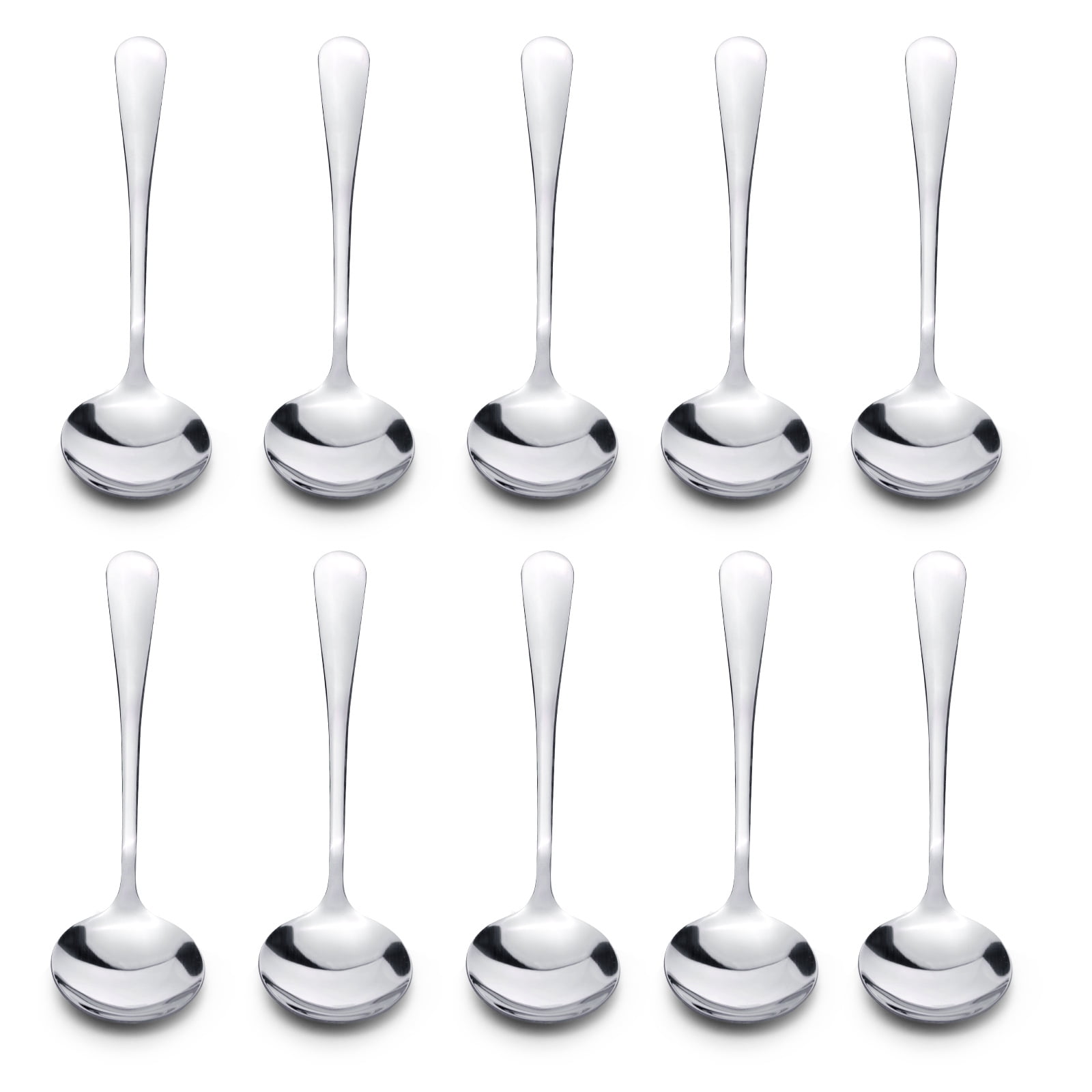 10 Pieces 6.7 In Round Soup Spoons Stainless Steel, Kitchen Tools Large ...