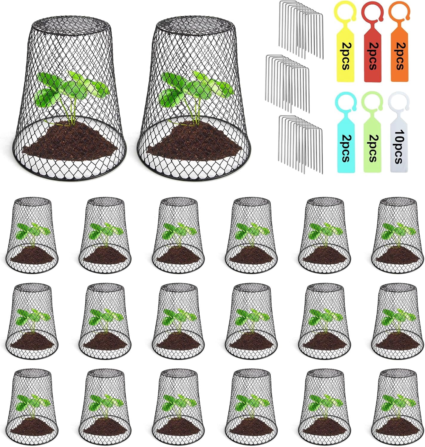 10 Pieces 6.8" x 7.4" Seedling Plant Protectors to Keep Out Animals ...