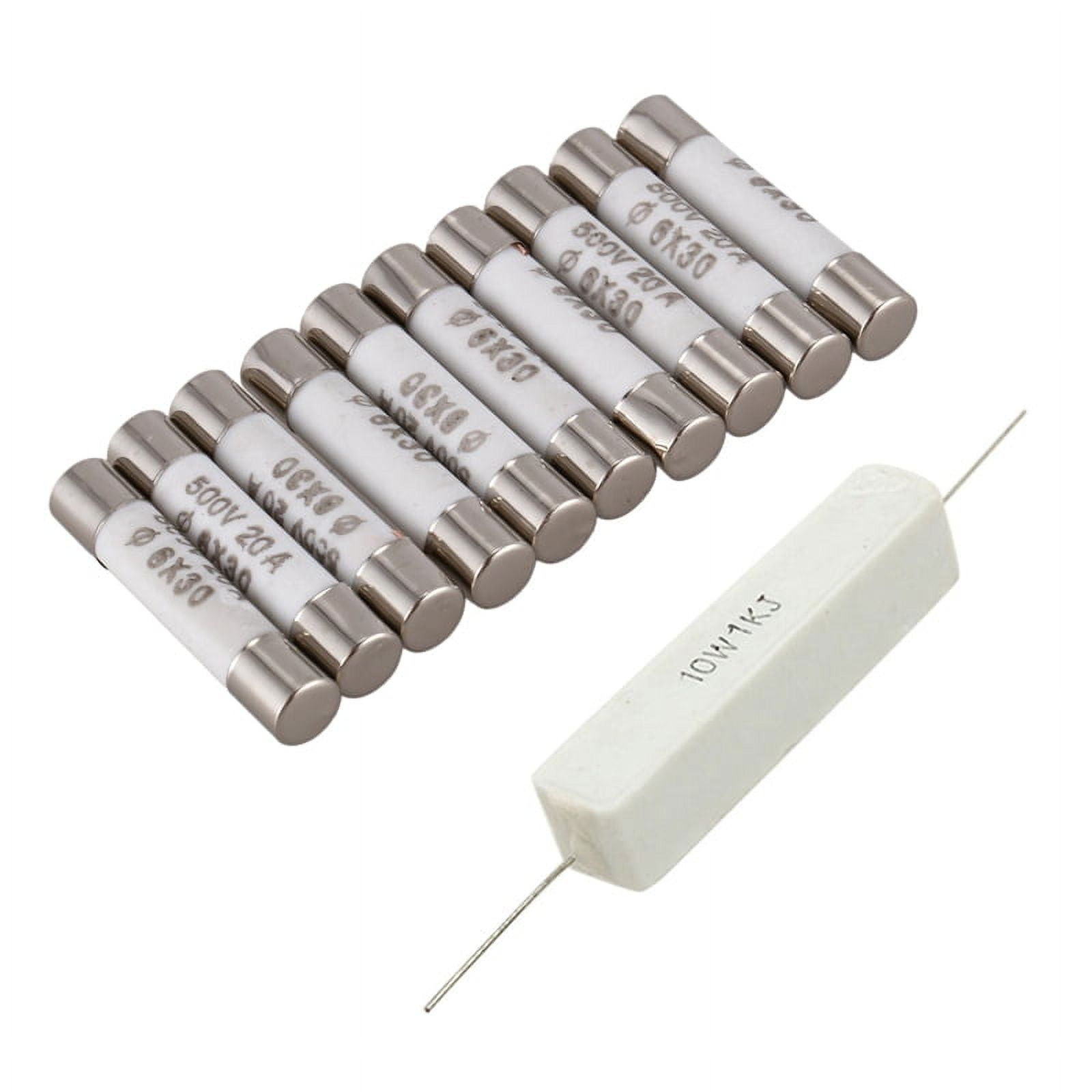 10 Pieces 6mmx30mm 20A Faset-Blow Ceramic Fuse Link 500V & 10 Pcs 1K ...