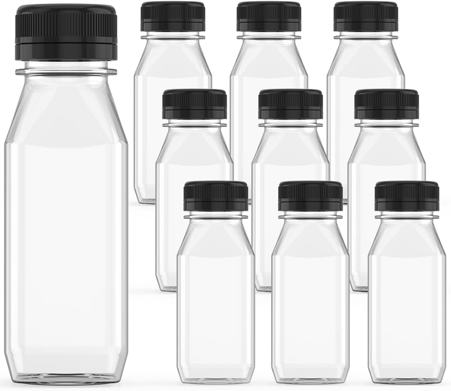 10 Pieces 8 Ounces Plastic Juice Bottles Reusable Clear Bulk Beverage ...