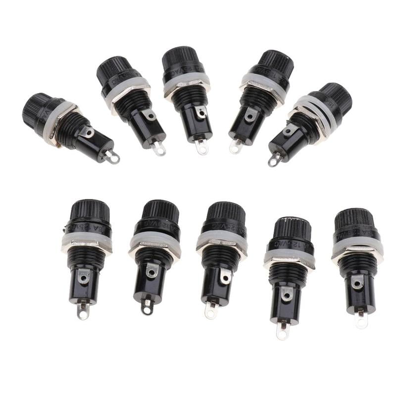 10 Pieces AC 125V/15A 250V/10A 12mm Thread Screw Cap Panel Mounted Fuse ...