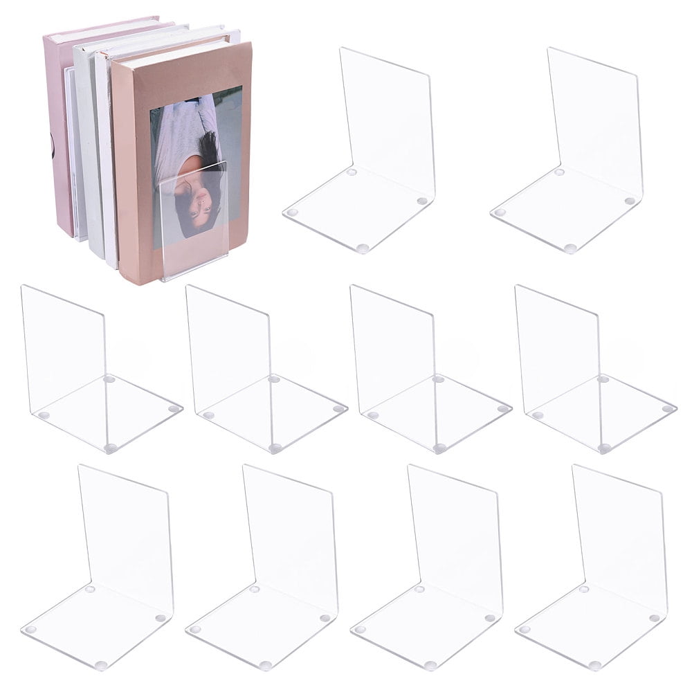 10 Pieces Acrylic Book Ends for Shelves Clear Bookends Transparent ...