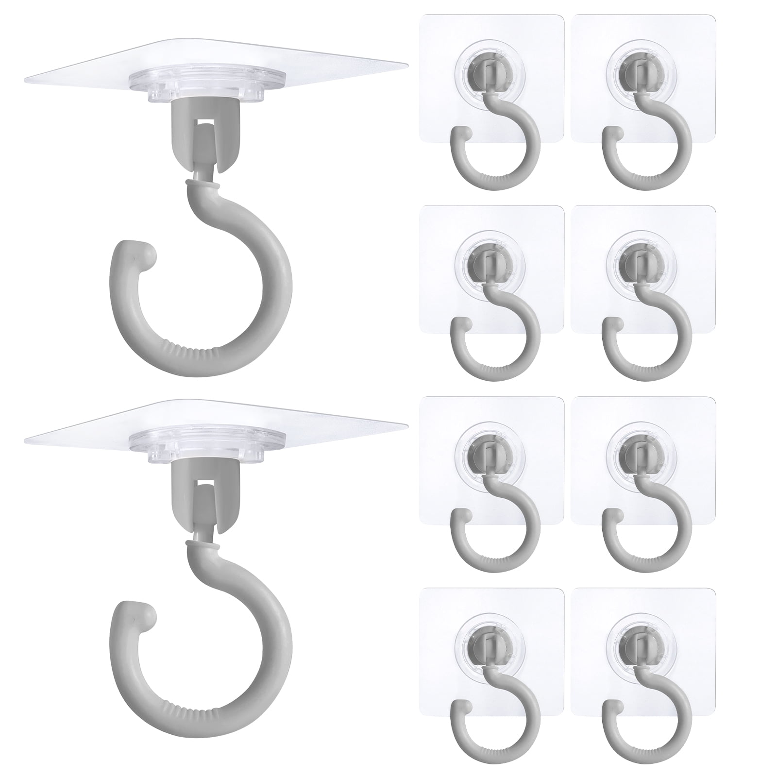10 Pieces Adhesive Ceiling Hooks, Sticky Hooks Clear Hooks for Walls No ...