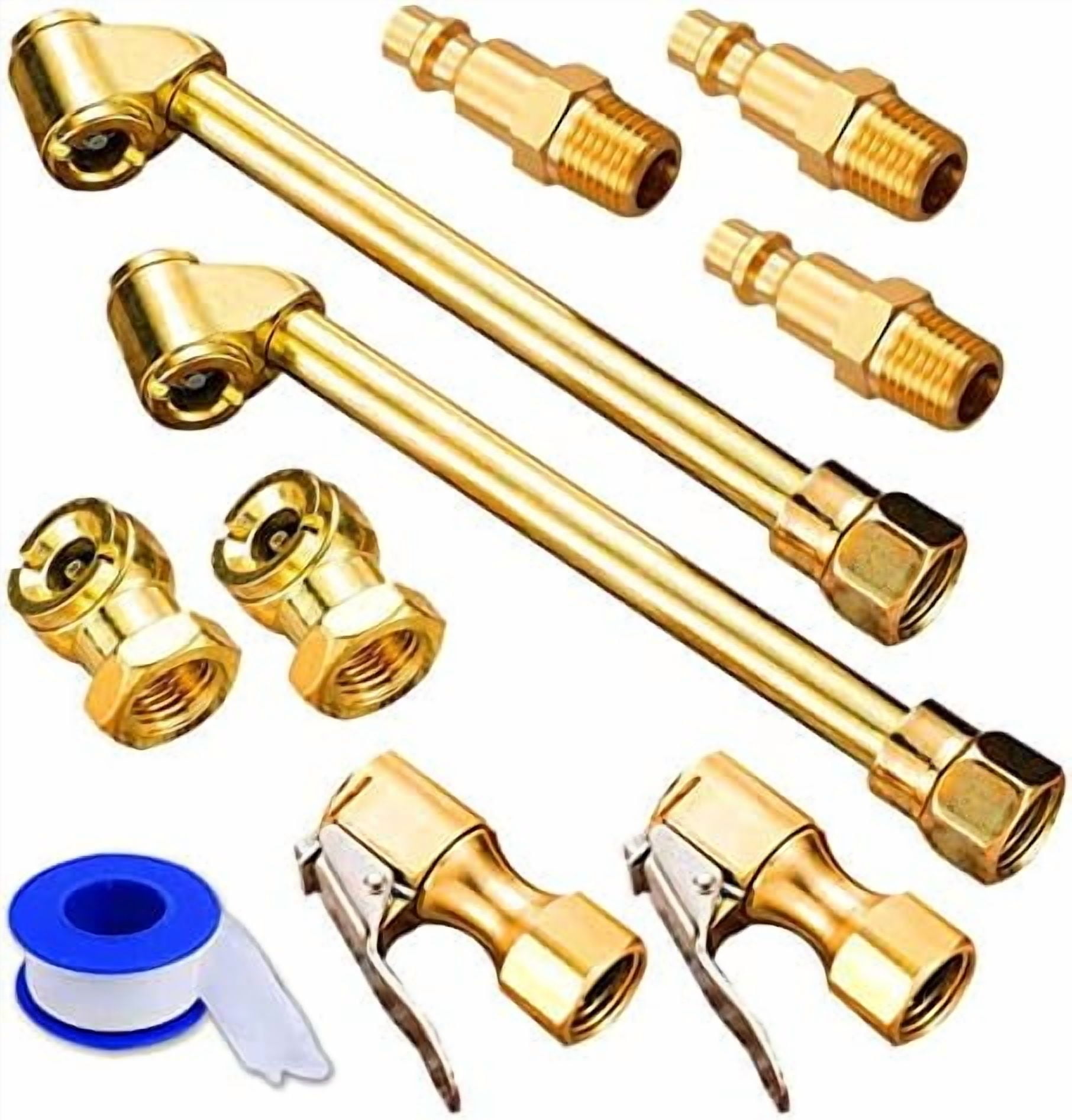 10 Pieces Air Chuck Set,Heavy Duty Brass Dual Head Air Chuck,1/4 Inch ...