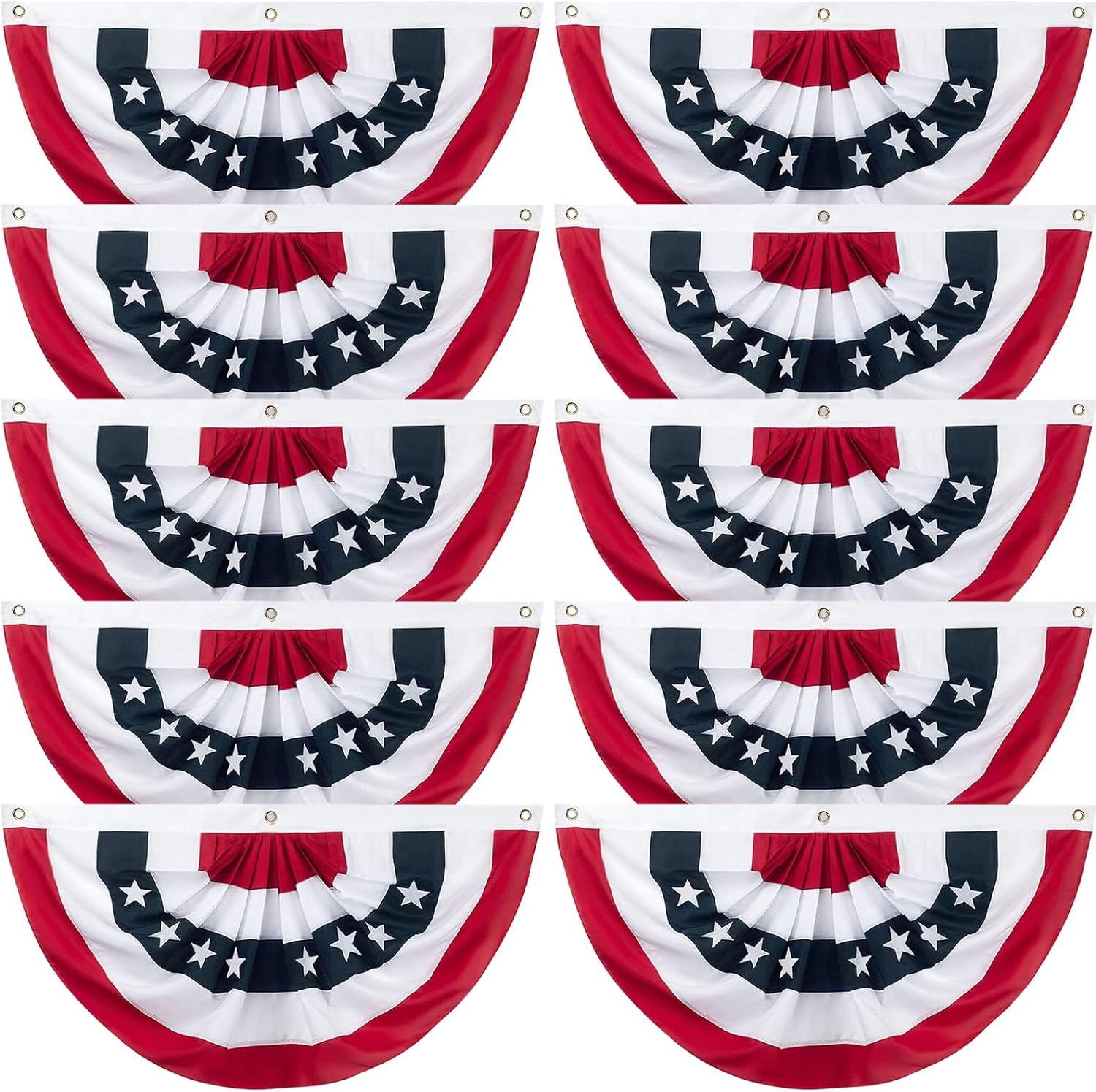 10 Pieces American Pleated Fan Flag, 3 X 1.5 Ft USA Patriotic Pleated ...