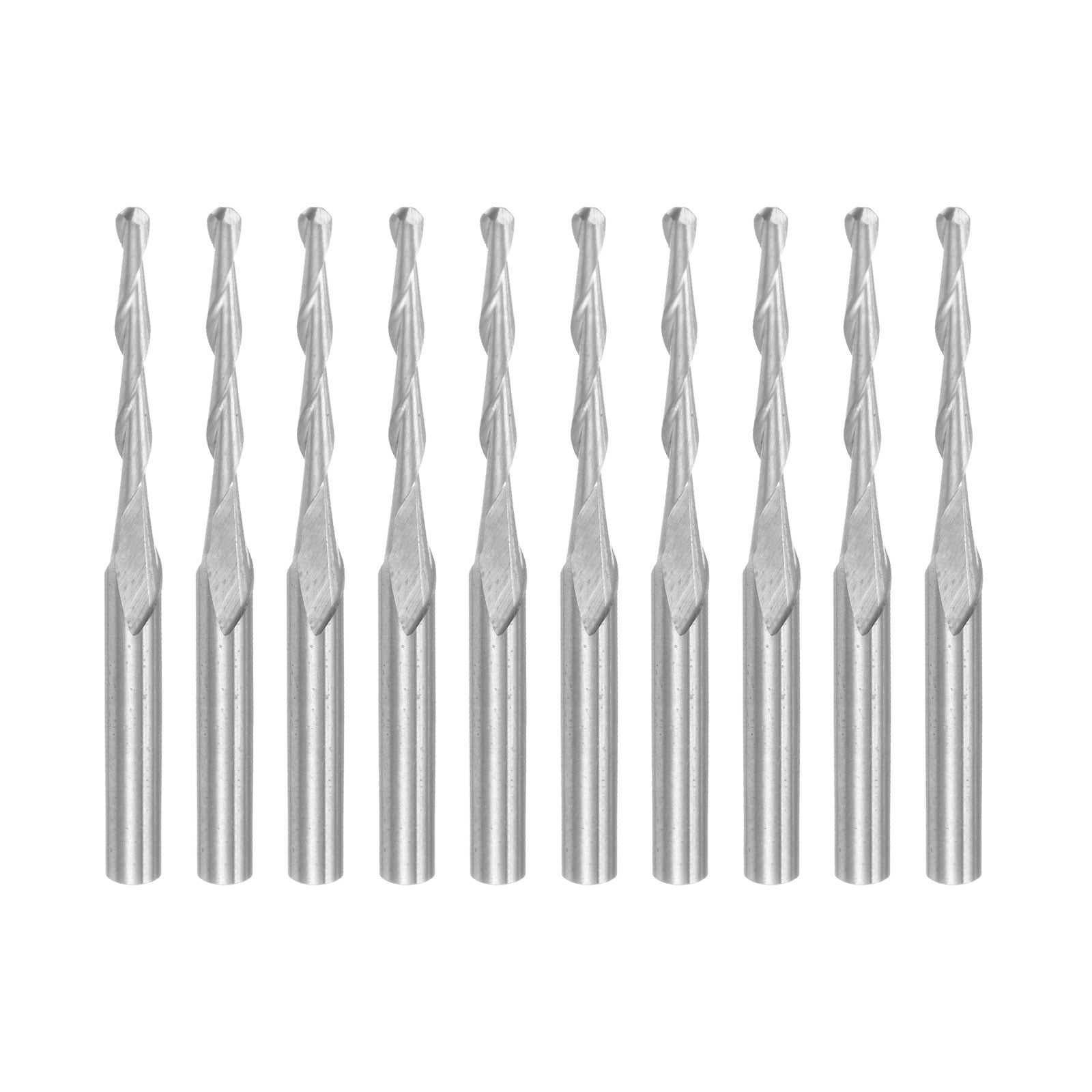 10 Pieces Ball Nose End Mill Set 1/8" Solid Carbide Spiral Upcut 2 ...