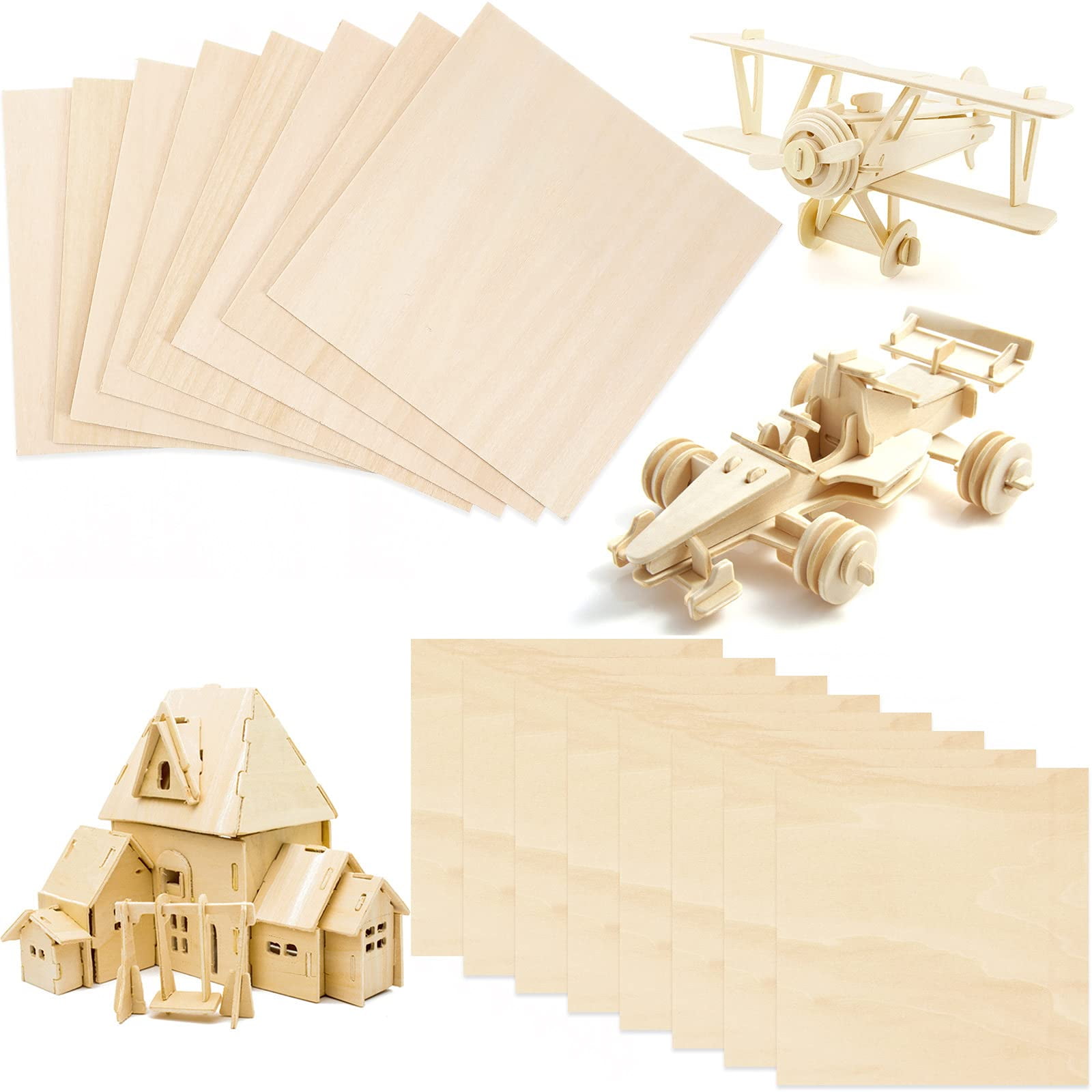 10 Pieces Balsa Wood Sheets Wood Plywood Hobby Wood Board for DIY ...