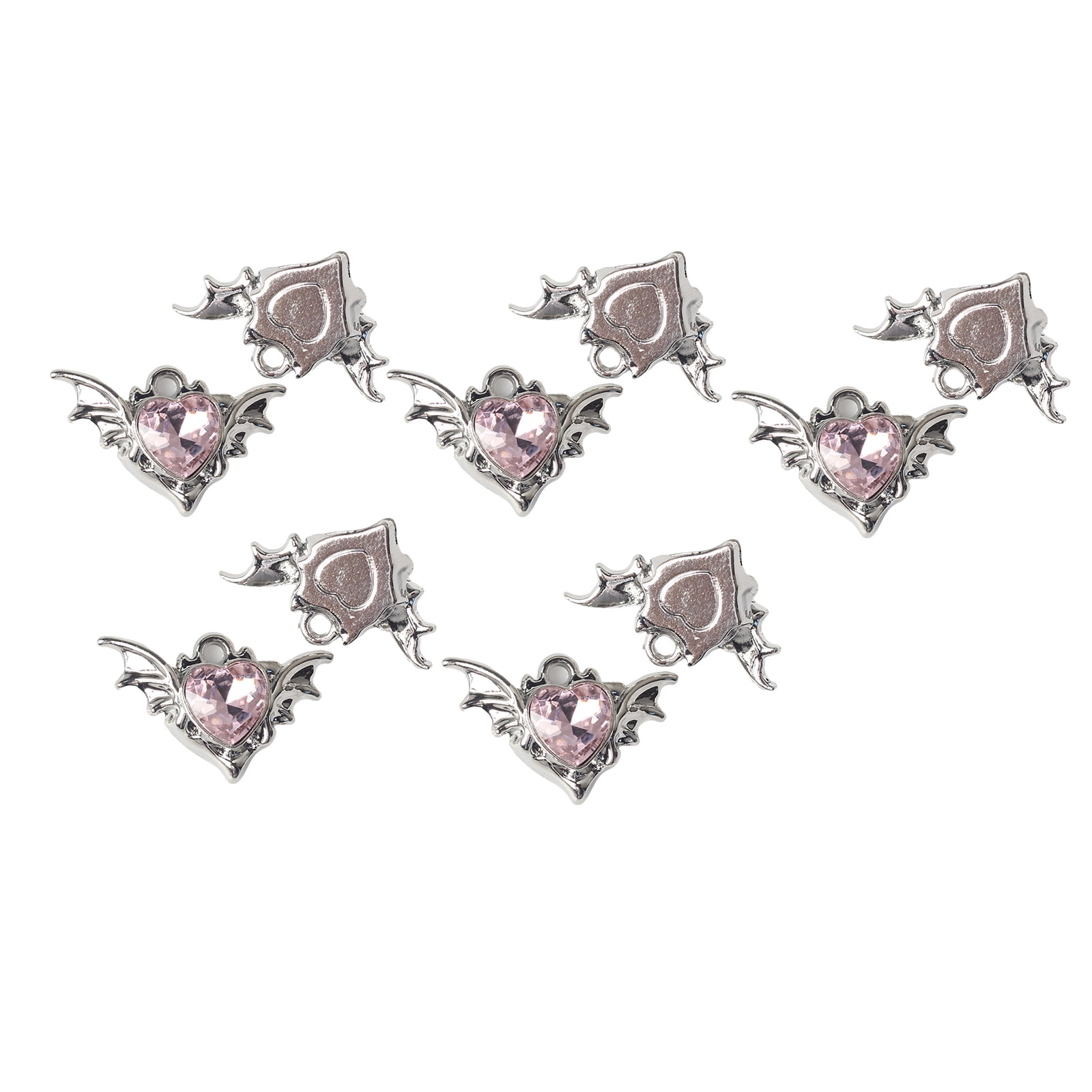 10 Pieces Bat Wing Heart Charm Collection Stylish Zircon Pendants for ...