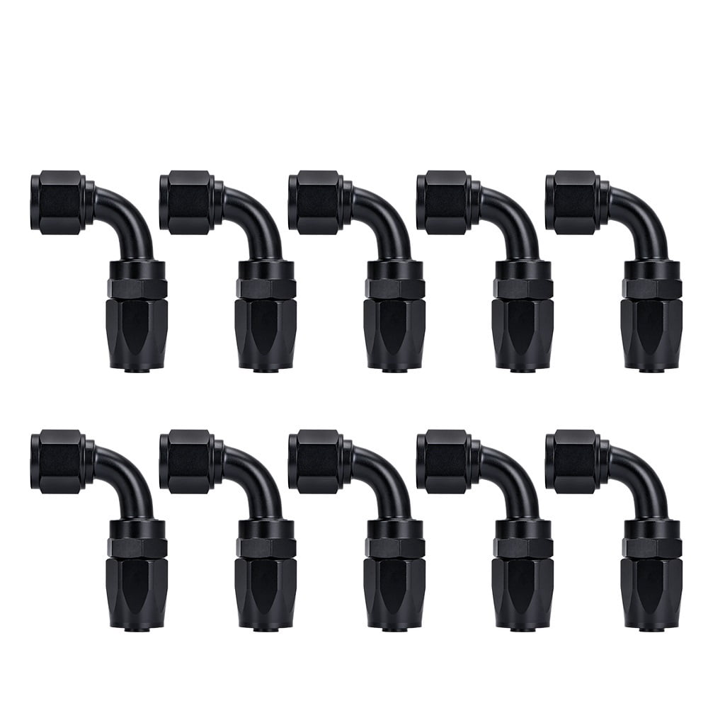 10 Pieces Black AN6 8 10 Straight 45 90 Degree Oil Fuel Swivel Hose End ...