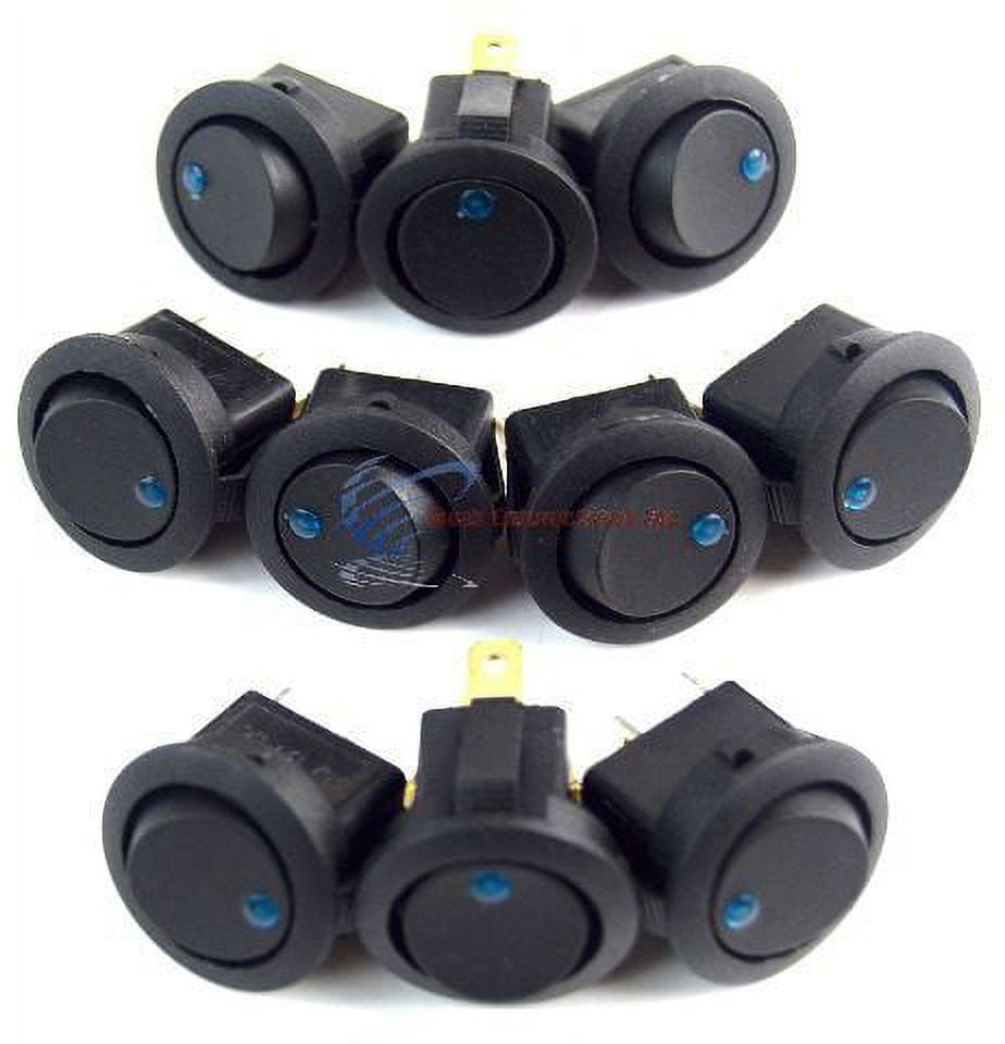 10 Pieces Blue LED Round Rocker On Off 12 Volt Switch - Walmart.com