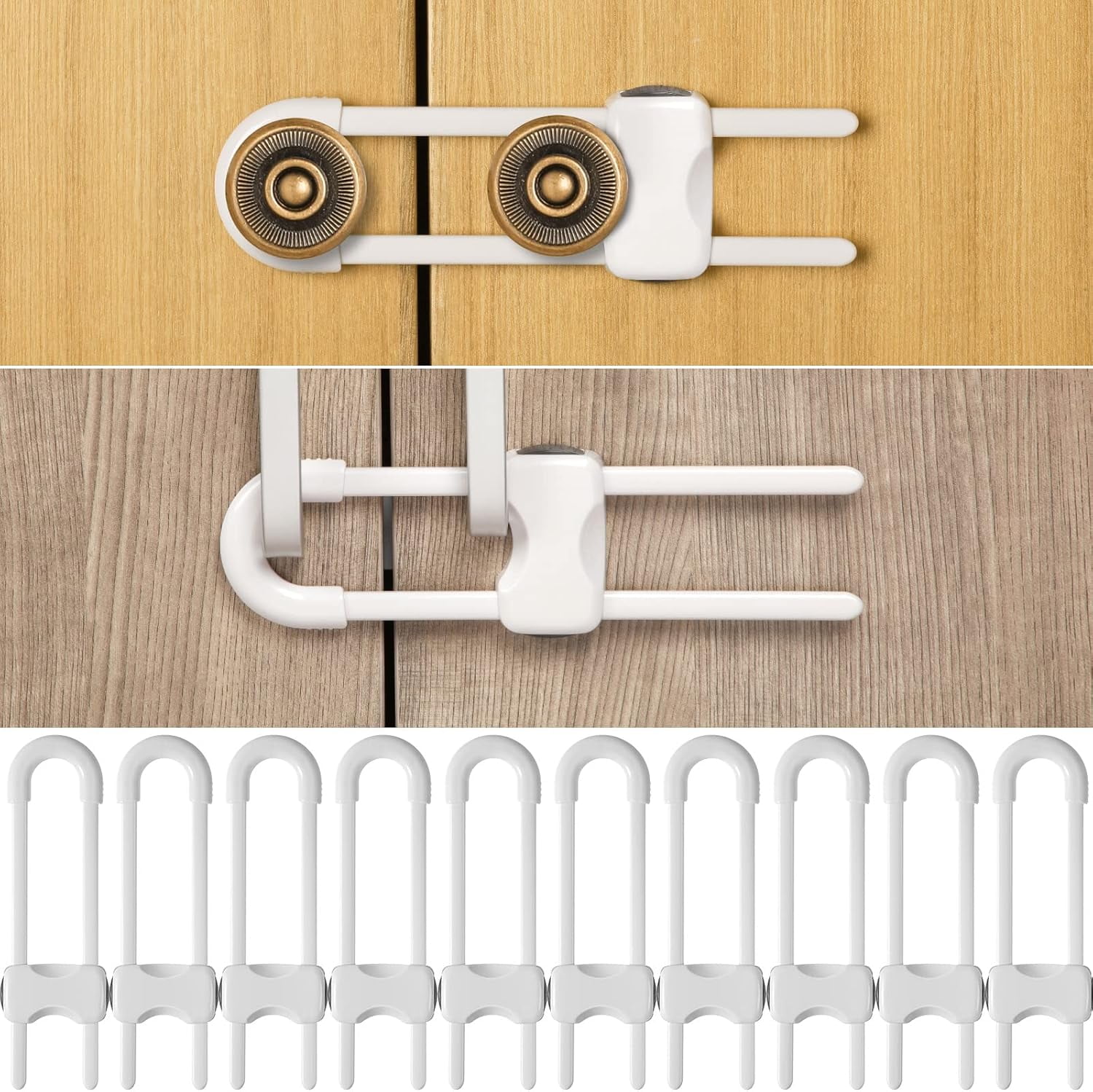 10 Pieces Cabinet Locks for Babies, U-Shaped Proofing Drawers Safety ...