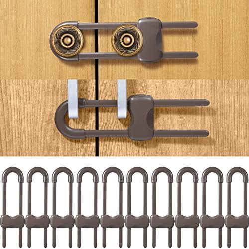 10 Pieces Cabinet Locks for Babies, U-Shaped Proofing Drawers Safety ...