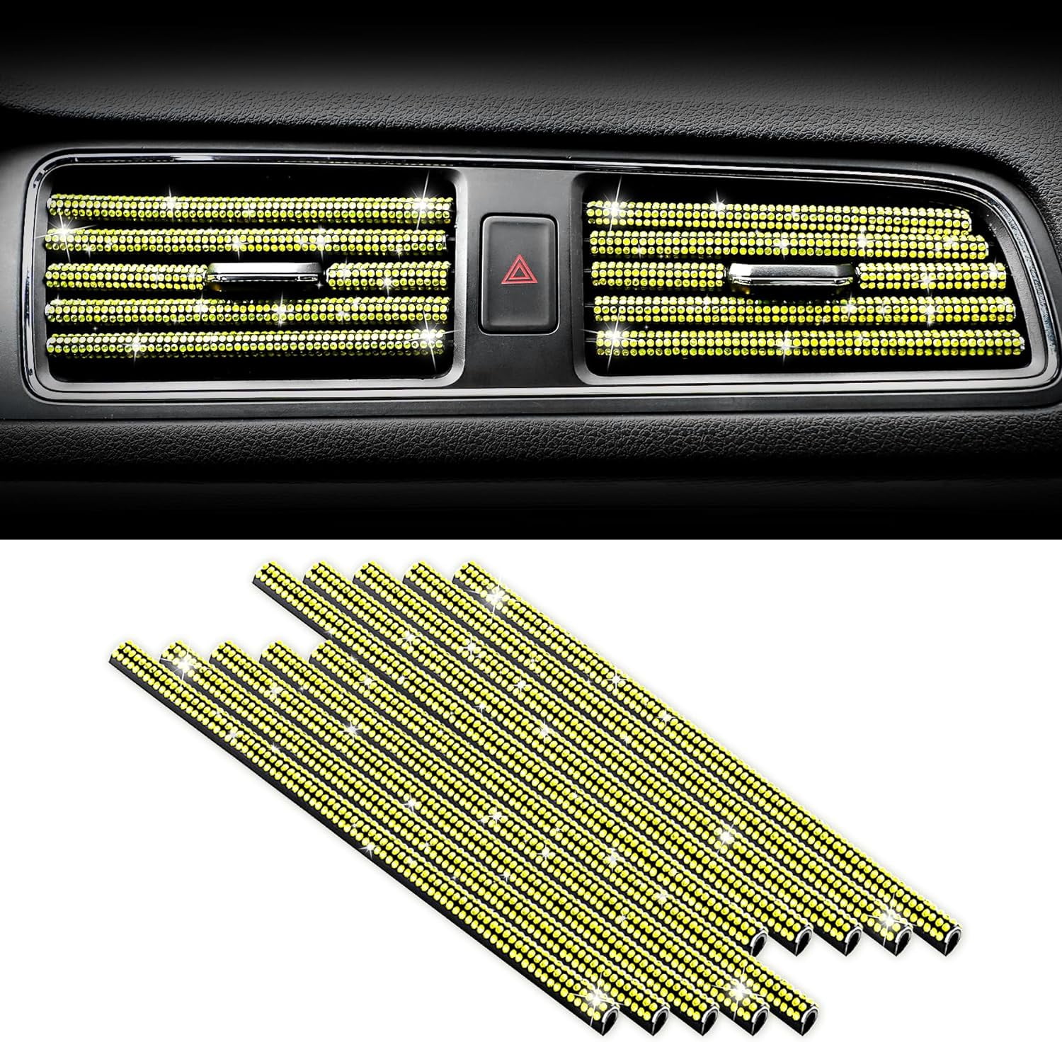 10 Pieces Car Air Conditioner Bling Air Outlet Decorative Strips, Shiny ...