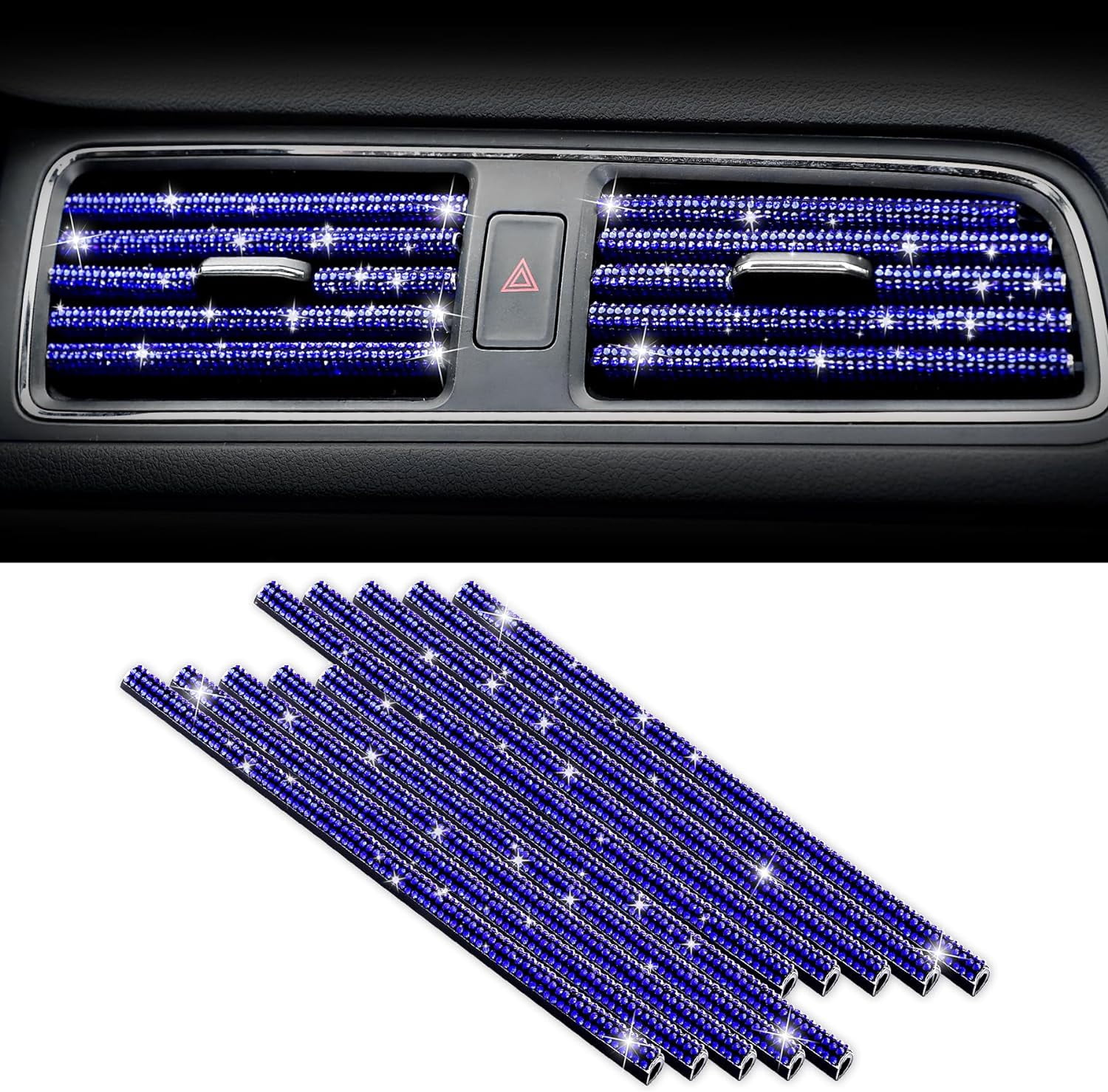 10 Pieces Car Air Conditioner Bling Air Outlet Decorative Strips, Shiny ...