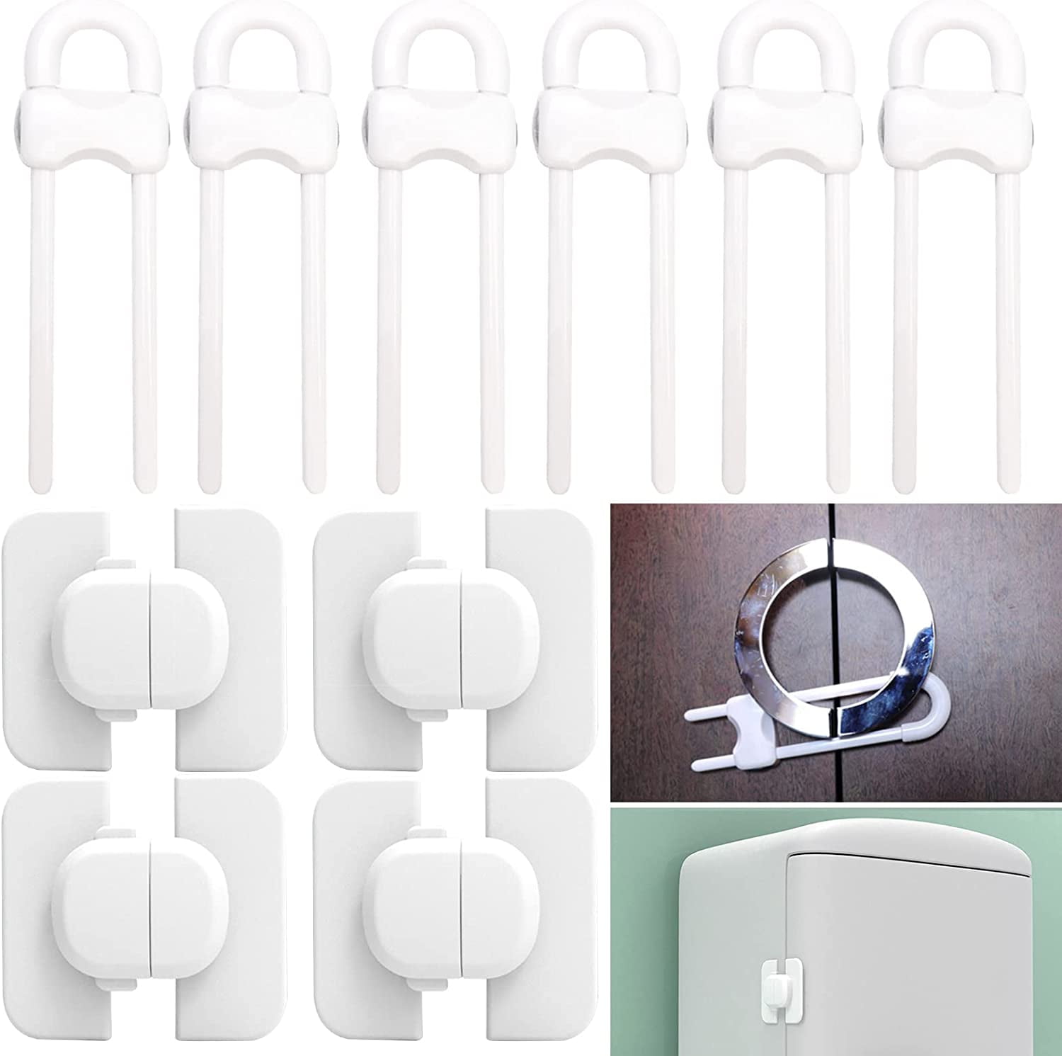 10 Pieces Child Safety Cabinet Locks, U-Shaped Sliding Cabinet Locks ...