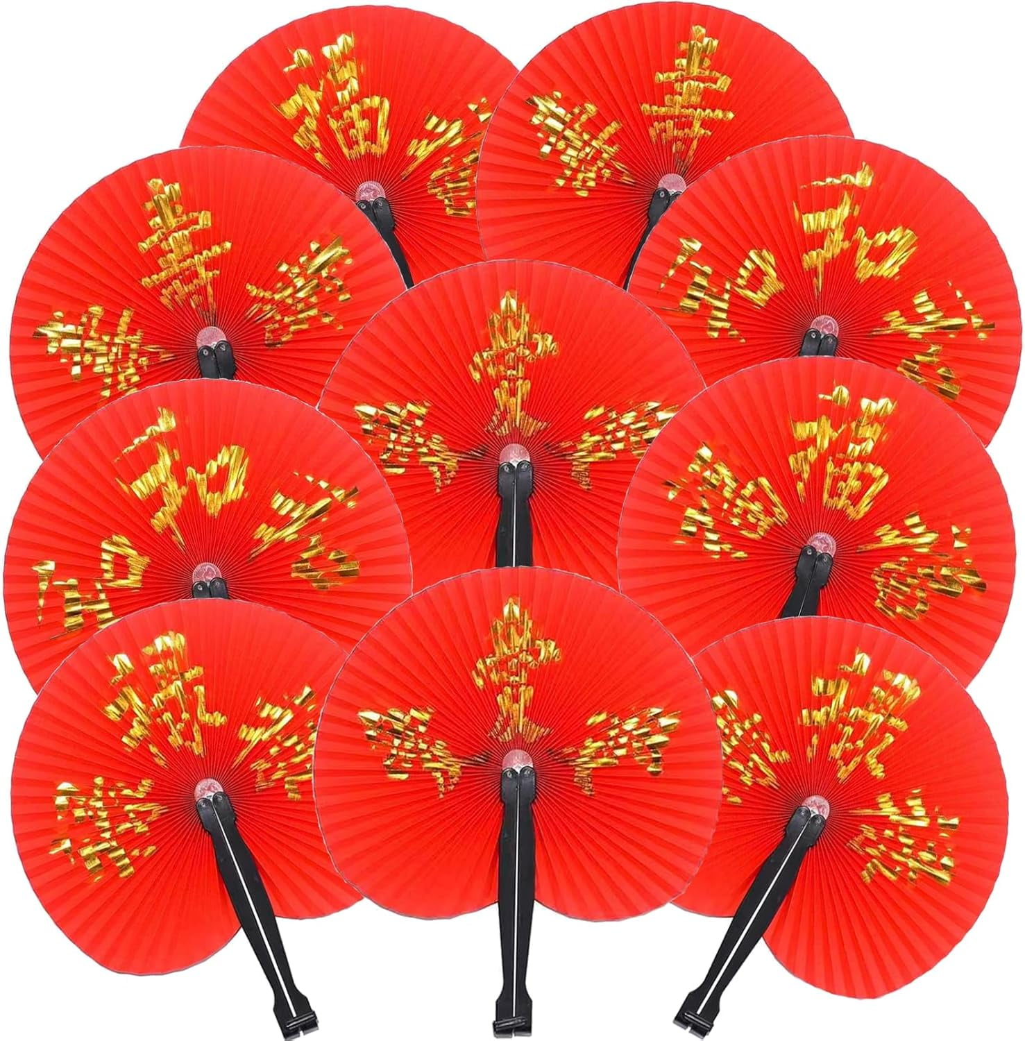 10 Pieces Chinese Paper Fans,Folding Hand Fans Handheld,Chinese New ...